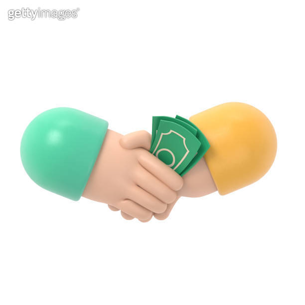 Money handshake. Corruption concept. Successful deal. Money in the palm ...