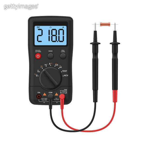 Digital multimeter with probes instrument for measuring voltage current ...