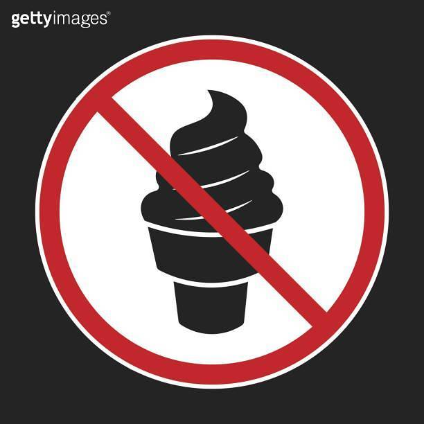 Isolated prohibition label design of do not bring ice cream, for indoor ...
