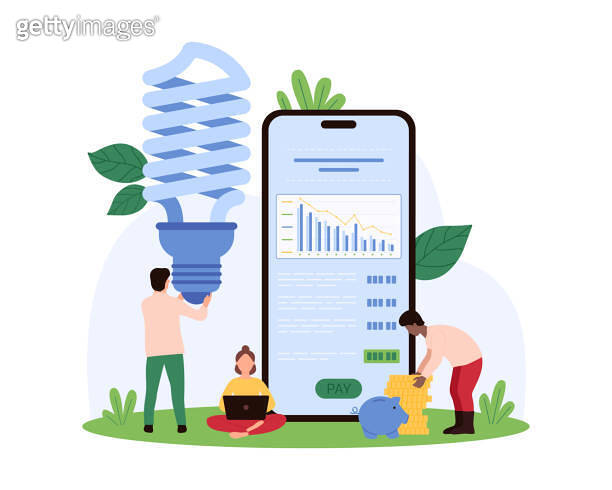 Utility bill payment, awareness of need to reduce electricity consumption of tiny people 이미지 ...