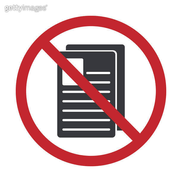 Isolated prohibition sign to copy document, paper, file safety sign and ...