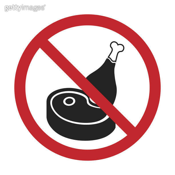 Isolated sign food with not contained animal parts, with illustration ...