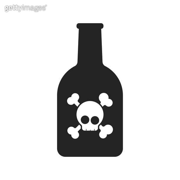Isolated pictogram sign of poison bottle, symbol of drugs, danger ...