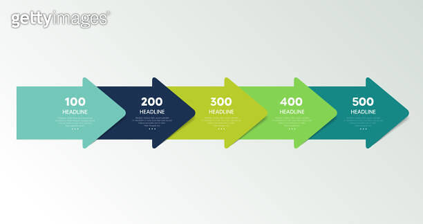 Five step arrow template for presentation. 4 steps options, elements ...
