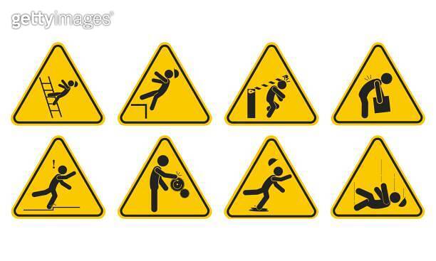 Bundle set triangle yellow safety industrial accident injury pictogram ...