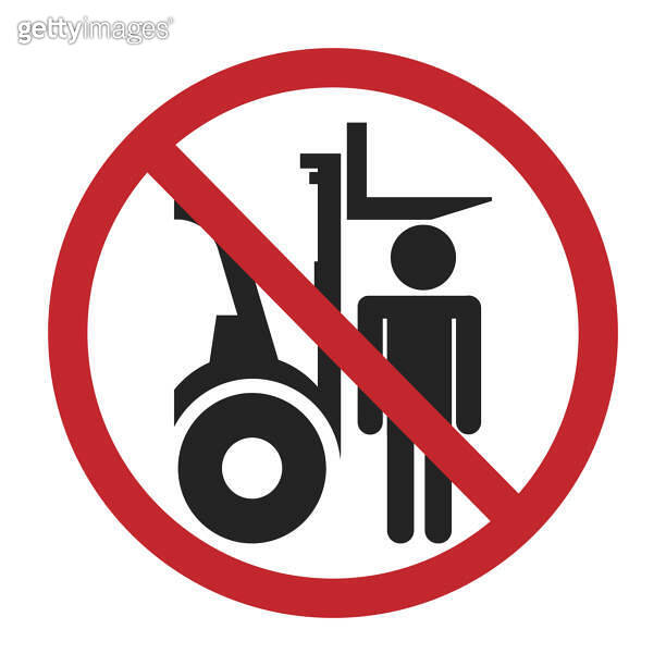 Isolated label pictogram icon of do not stand under forklift ...