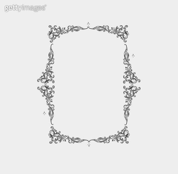 Hand drawn vector abstract outline,graphic,line vintage baroque ...