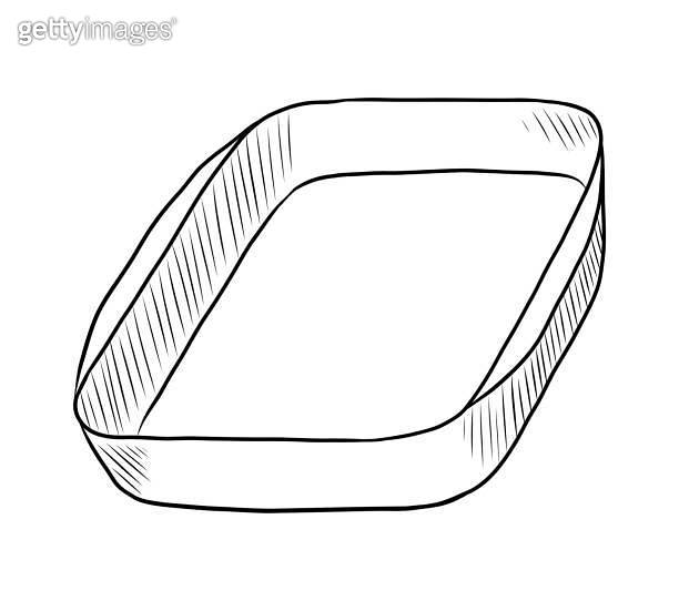BLACK AND WHITE VECTOR CONTOUR DRAWING OF A BAKING TRAY 이미지 (2155449489 ...