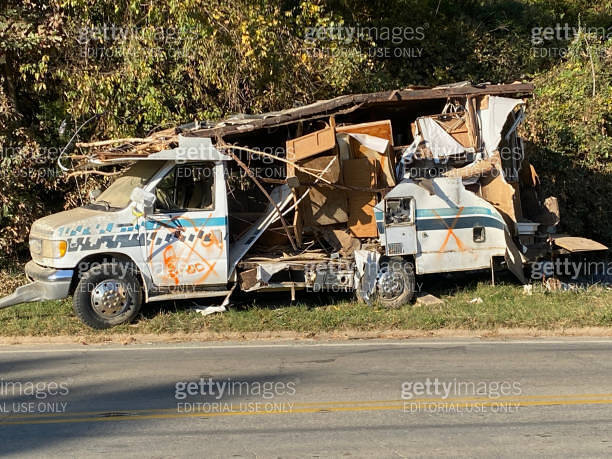 Aftermath of Hurricane Helene 2024 - Smashed Van across from Carrier ...