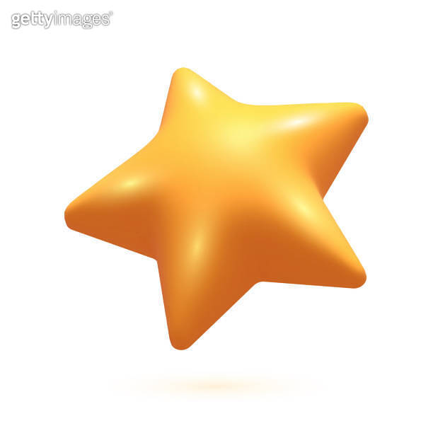 3D yellow star. One Realistic 3D yellow star isolated on white ...