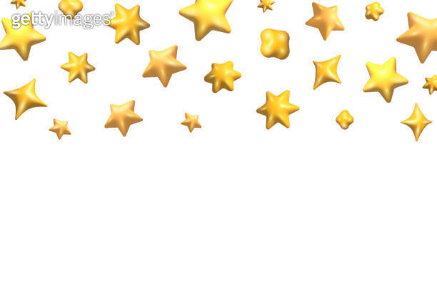 3d stars top border on white background. Cartoon stars falling 이미지 ...