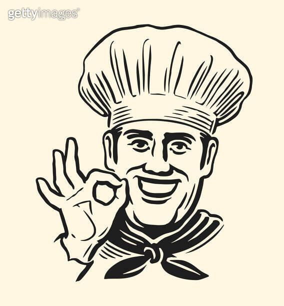 Happy smile middle aged chef man portrait. Smiling male cook gesturing ...