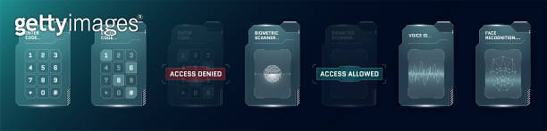 HUD biometric id set. Digital user recognition GUI or FUI interface ...