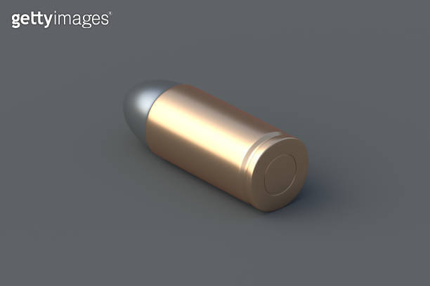 One pistol bullet 9mm on black background. Gun cartridge 9 millimeter ...