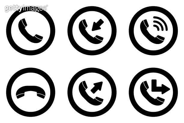 Phone call black outline vector icons set. Answer and decline symbols ...