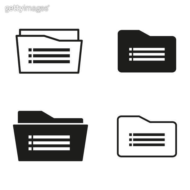 Collection of folder icons. Document organization symbols. File storage ...