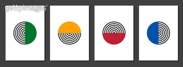 half circles and arch lines modern abstract poster, minimal drawing ...