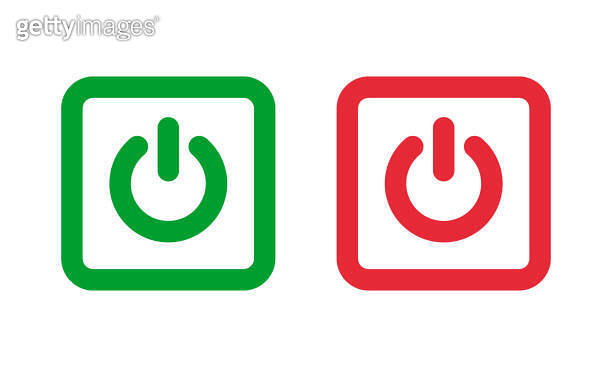 green power on and red power off icons, start stop vector buttons ...
