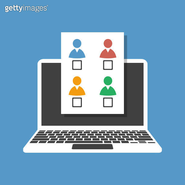 4 candidate online voting ballot displayed on laptop screen, electronic ...