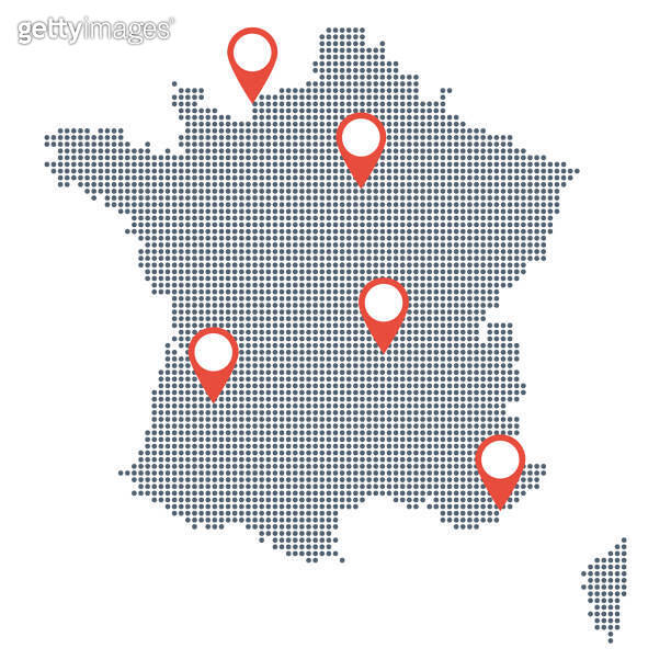 France dotted vector map. Red navigation marks. Modern infographic with ...