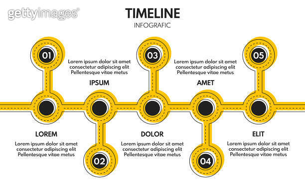5 steps or milestones with roar line, progress or timeline infographics ...
