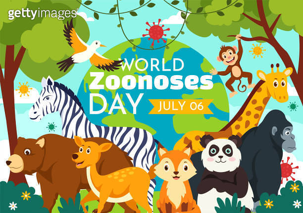 World Zoonoses Day Vector Illustration on 6 July with Various Animals and Plant which is in the ...
