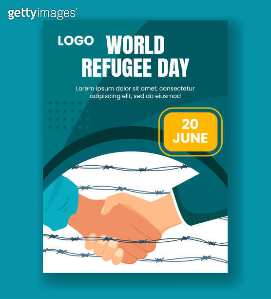 Refugee Day Vertical Poster Flat Cartoon Hand Drawn Templates ...