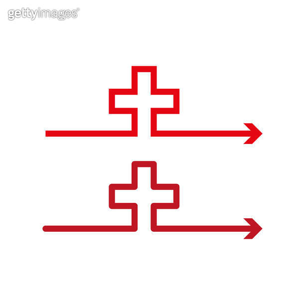 Christian Cross with Arrow. Religious Direction Symbol. Faith Pathway ...