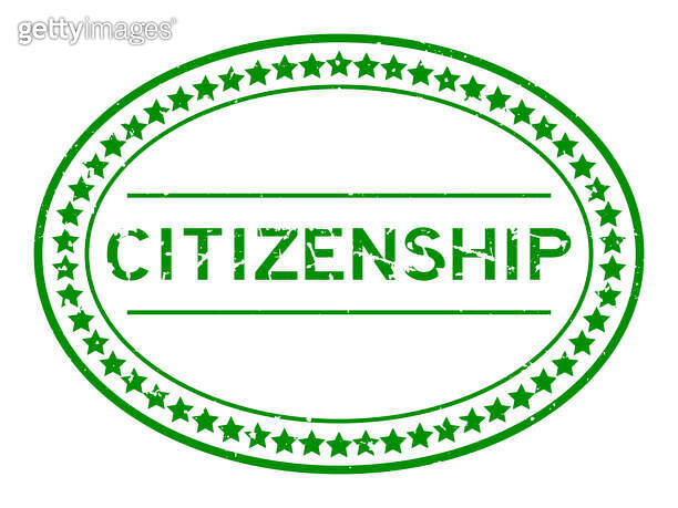 Grunge green citizenship word oval rubber seal stamp on white ...