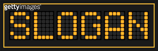 Orange color led banner in word slogan on black background 이미지 ...