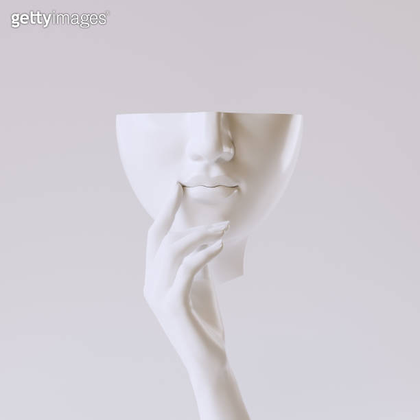 Art sculpture of hand and female face parts 3d rendering 이미지 ...