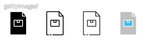 Save file button icon set. Silhouette, linear, and flat style. Vector ...