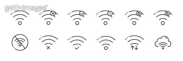 Wi-Fi icon set. Wi-Fi indicators icons. Linear style. Vector icons ...