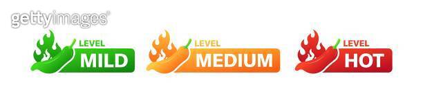 Mild, medium and hot level icons. Flat style. Vector icons 이미지 ...