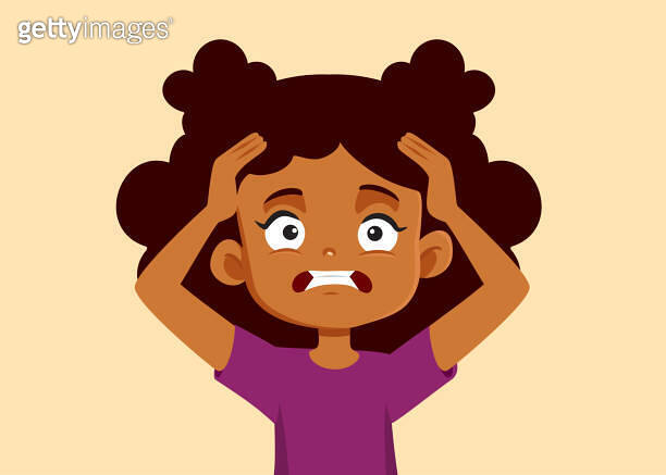 Sick Little Girl Feeling Exasperated Vector Cartoon Illustration 이미지 ...