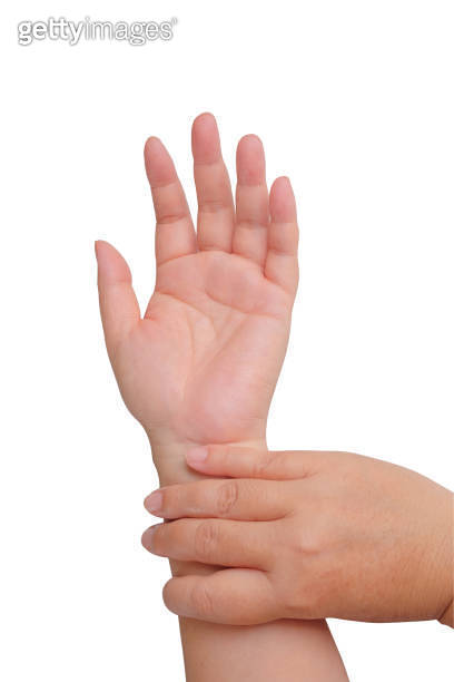 Hand holding painful wrist. Health care concept of arm joint injury ...