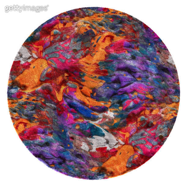 Colorful, vibrant round carpet with detailed texture, perfect for ...