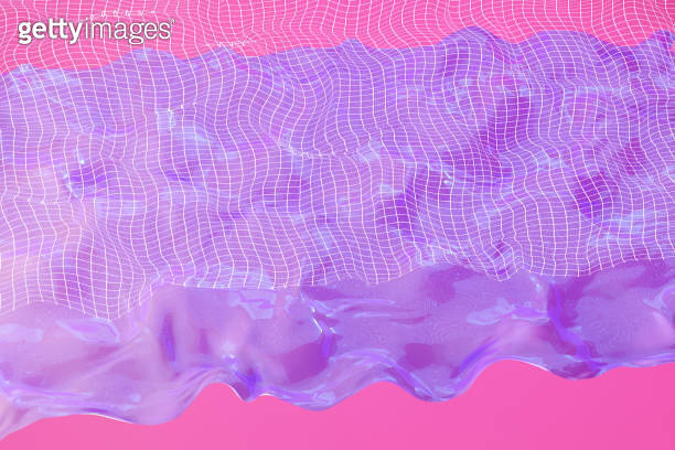 Vibrant Y2K style abstract background with a digital wireframe ...
