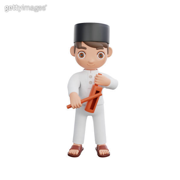 3D Illustration of Muslim character waking up for Sahur using ...