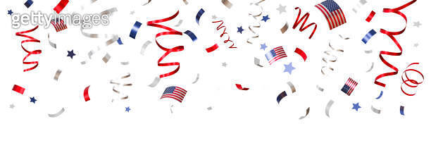 Vibrant American themed confetti, with stars and stripes, ideal for ...