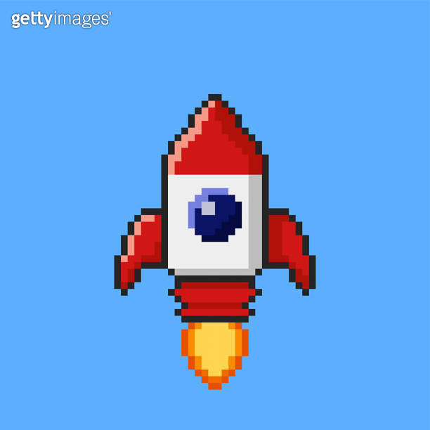 Rocket pixel art. Vector illustration design 이미지 (2151827347) - 게티이미지뱅크