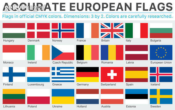 Accurate European Flags in Official CMYK Colors 이미지 (2158871897) - 게티이미지뱅크