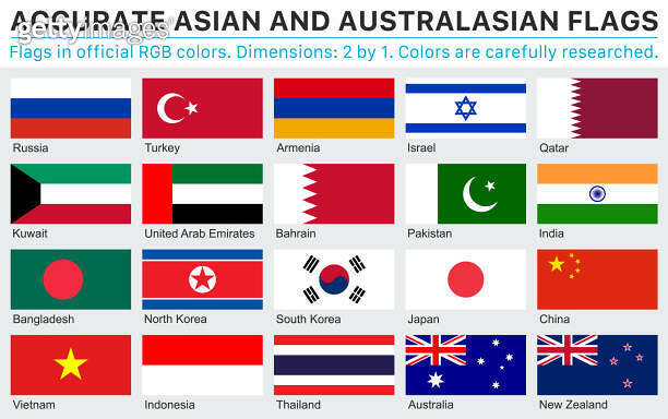 Accurate Asian and Australasian Flags in Official RGB Colors 이미지 ...