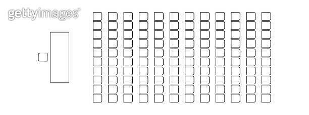 Auditorium seating plan top view. Schema of seats in classroom ...