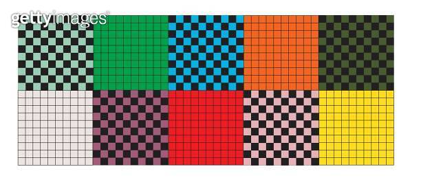 Set of checkered background samples. Patterns with color squares ...