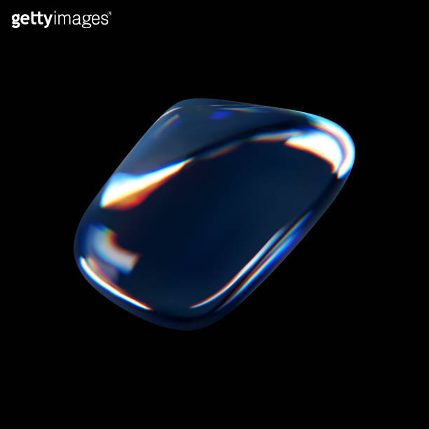 3d glass liquid abstract, fluid shape with holographic effect isolated ...