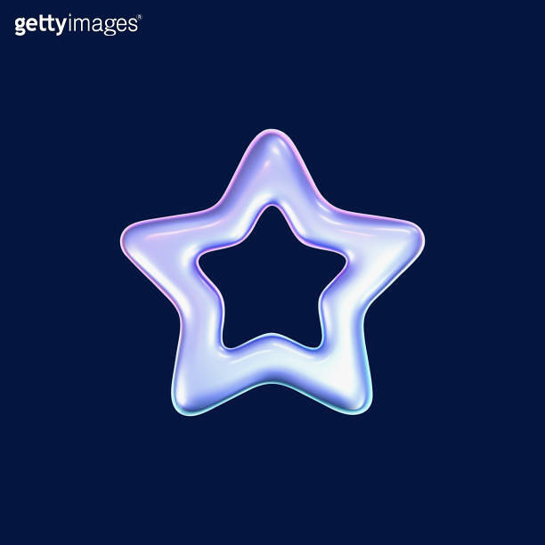 3d holographic outline star in y2k futuristic style isolated on dark ...
