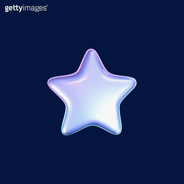 3d holographic star in y2k futuristic style isolated on dark background ...