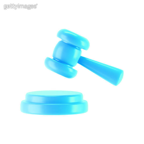 3d blue judge gavel icon isolated on white background. Render of ...