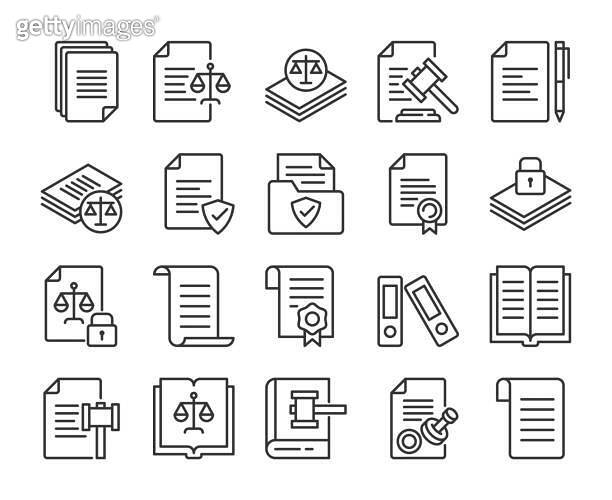 Legal documents icons. Legal forms and Legal documents line icon set ...